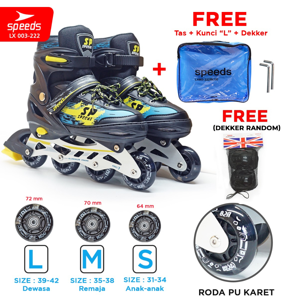 Jual SPEEDS Sepatu Roda Anak dan Dewasa Inline Skate Full Karet PU Roda ...