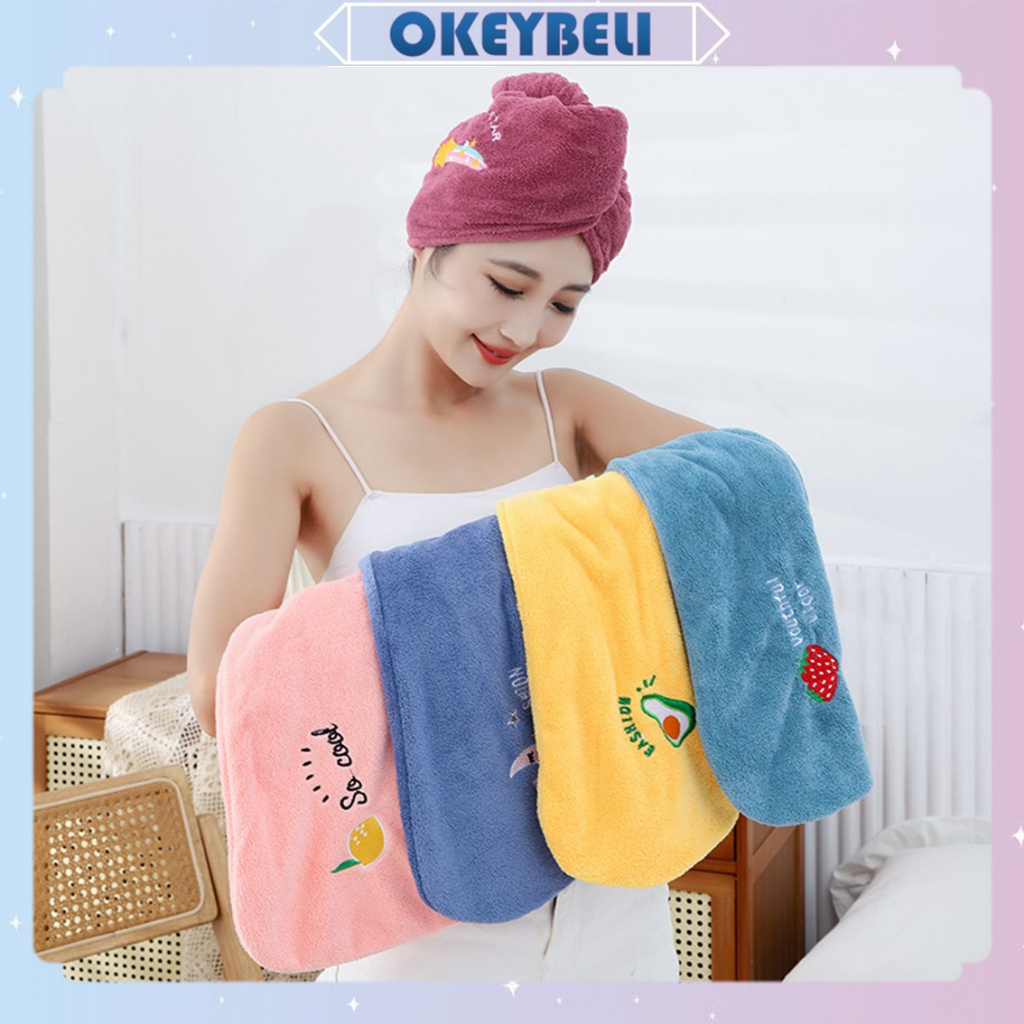 Jual •OKEY BELI•HD1248 Handuk Keramas Kepala Bahan Microfiber Pengering ...