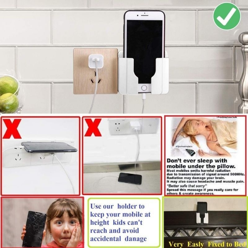 Jual Rak Aksesoris HP Dinding Holder Charger Tembok Tempat Handphone ...