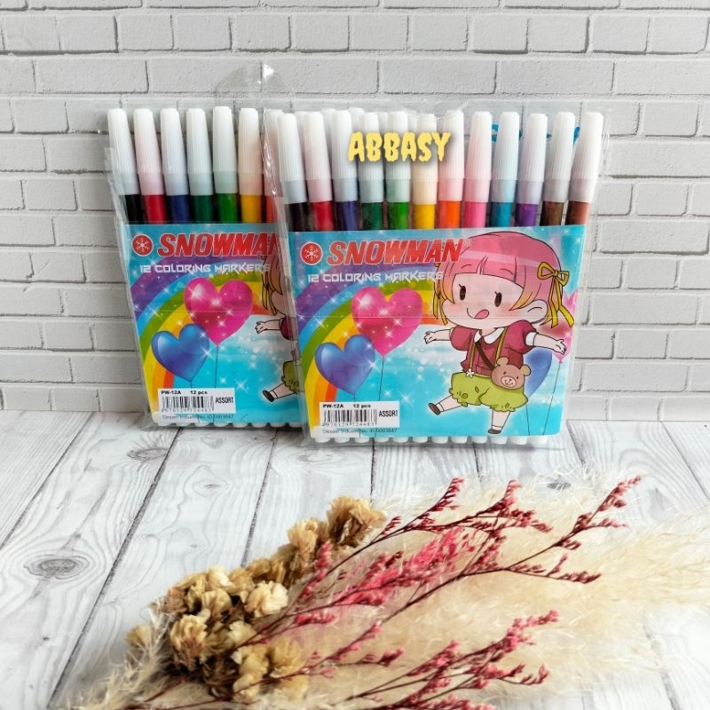 Jual Spidol Snowman PW-12A / Spidol Kecil (12 warna) | Shopee Indonesia