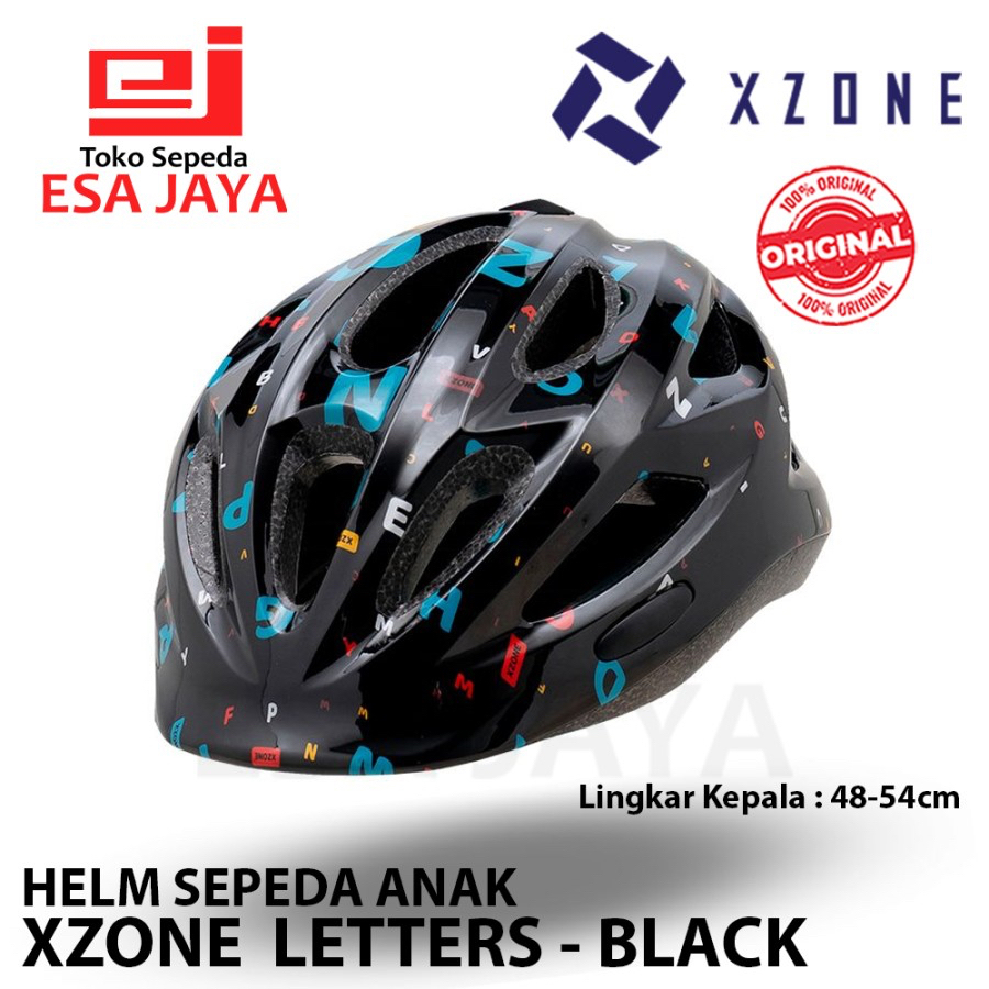 Jual Helm Xzone Letters Black Helmet Sepeda Anak Kids Inmold Original ...