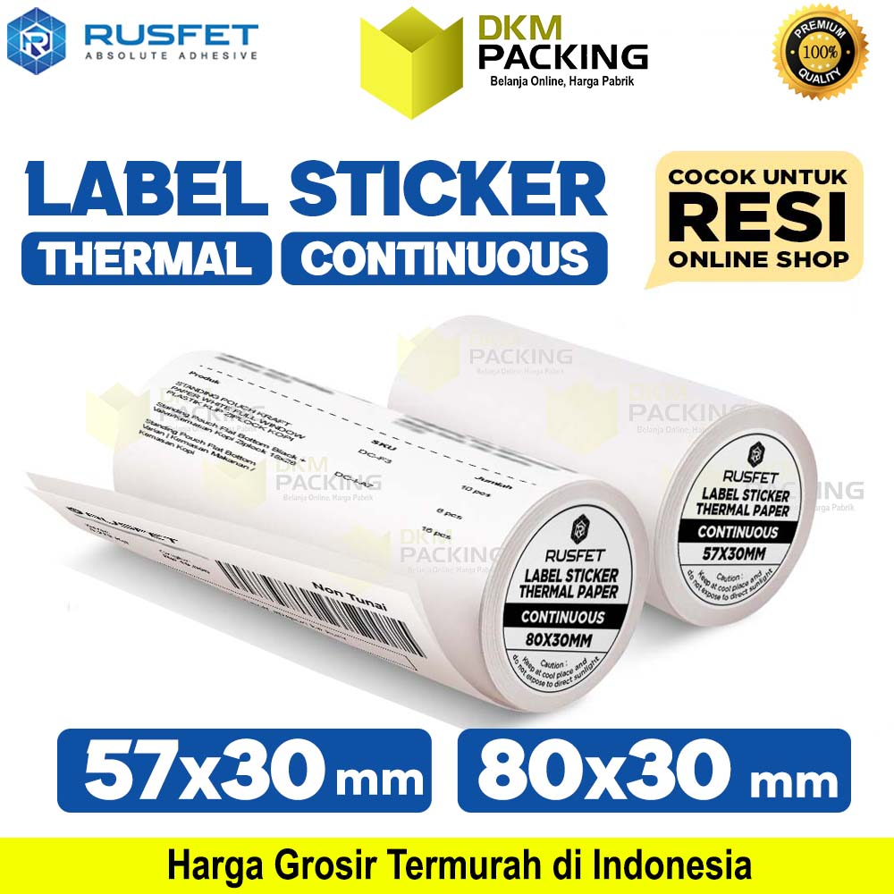 Jual Sticker Label Thermal Paper CONTINUOUS ROLL Olshop Barcode Resi RUSFET | Shopee Indonesia