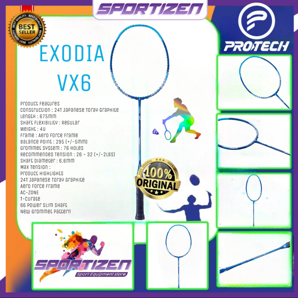 Jual RAKET BADMINTON BULUTANGKIS PROTECH EXODIA VX6/VX 6/VX-6 CLASSIC ORIGINAL | Shopee Indonesia