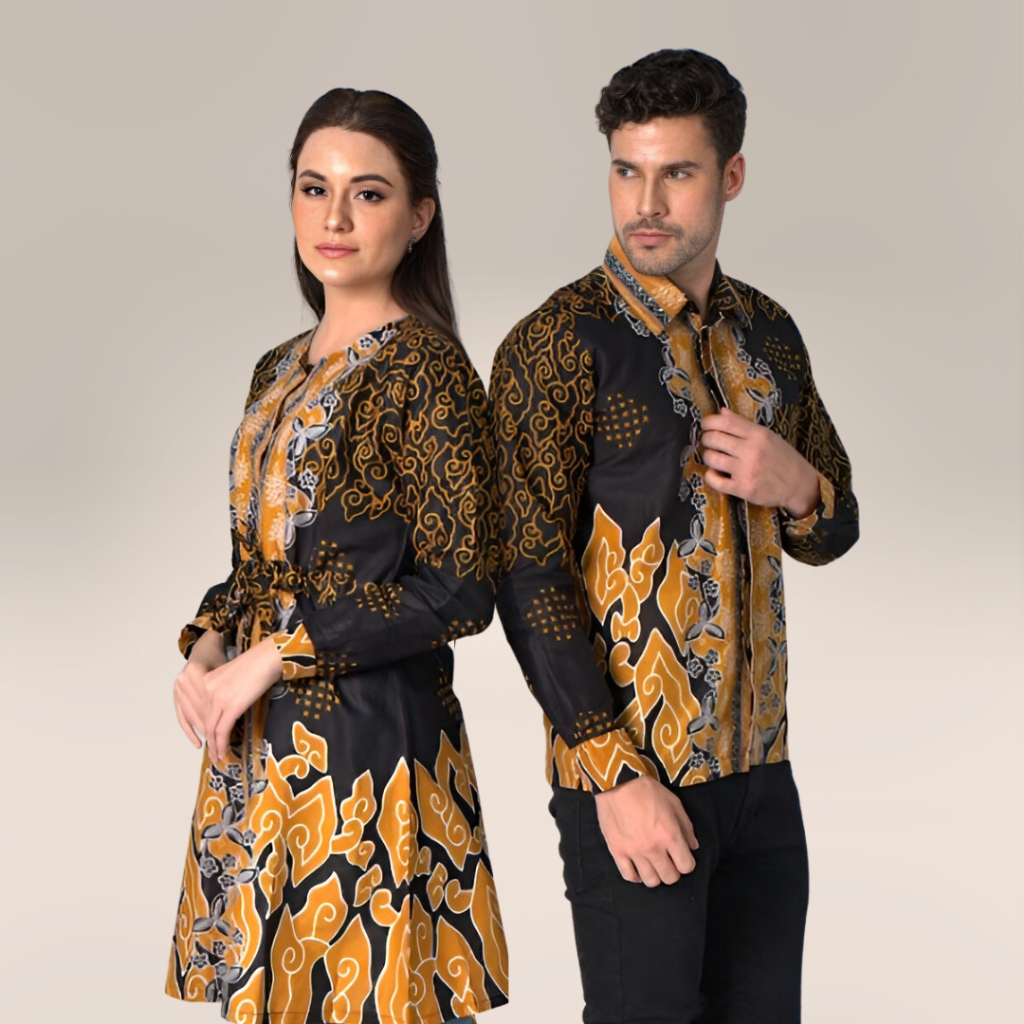 Jual BATIK TRUSMI Set Couple Tunik Batik Wanita Teku dan Kemeja Pria Lengan Panjang LKK Mega ...