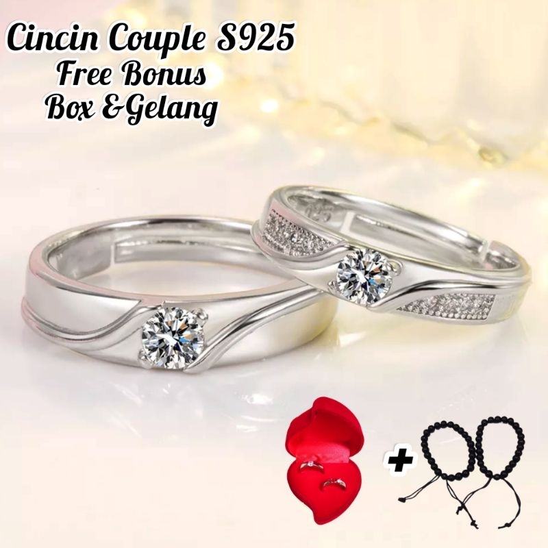 Jual Cincin Couple Perak S925 Silver Tunangan Cicin Pasangan Kawin ...