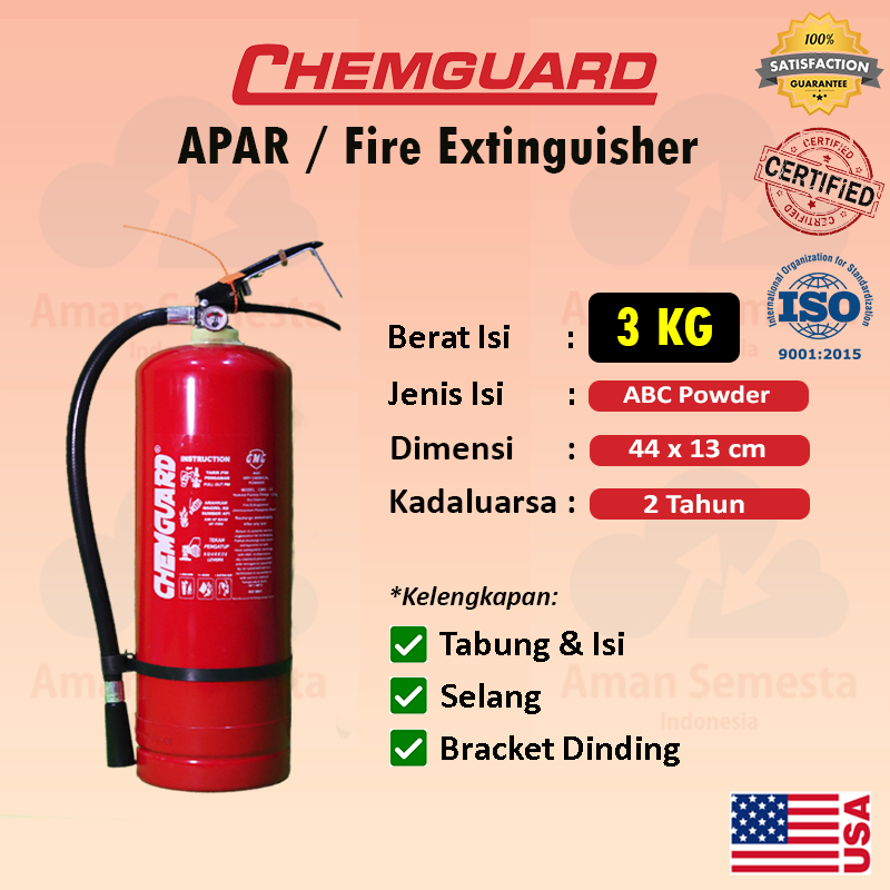 Jual APAR 3 KG ABC Powder CHEMGUARD - Alat Pemadam Api (APAR) / Fire ...