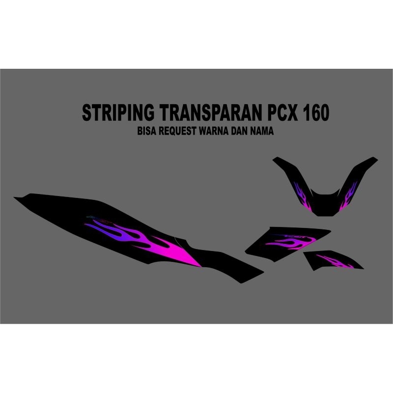 Jual striping stiker transparan PCX 160 motif api bisa request warna ...