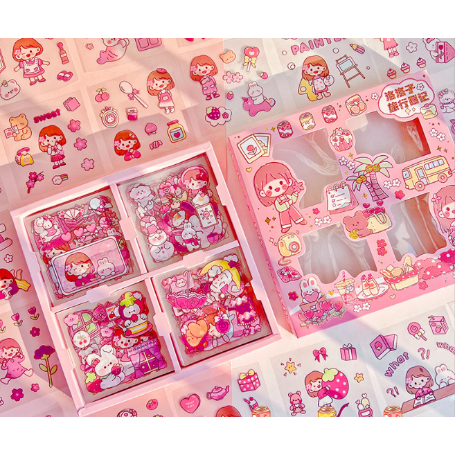 Jual Stickers BOX 100 lembar PVC deco / Sticker set aesthetic plastik ...