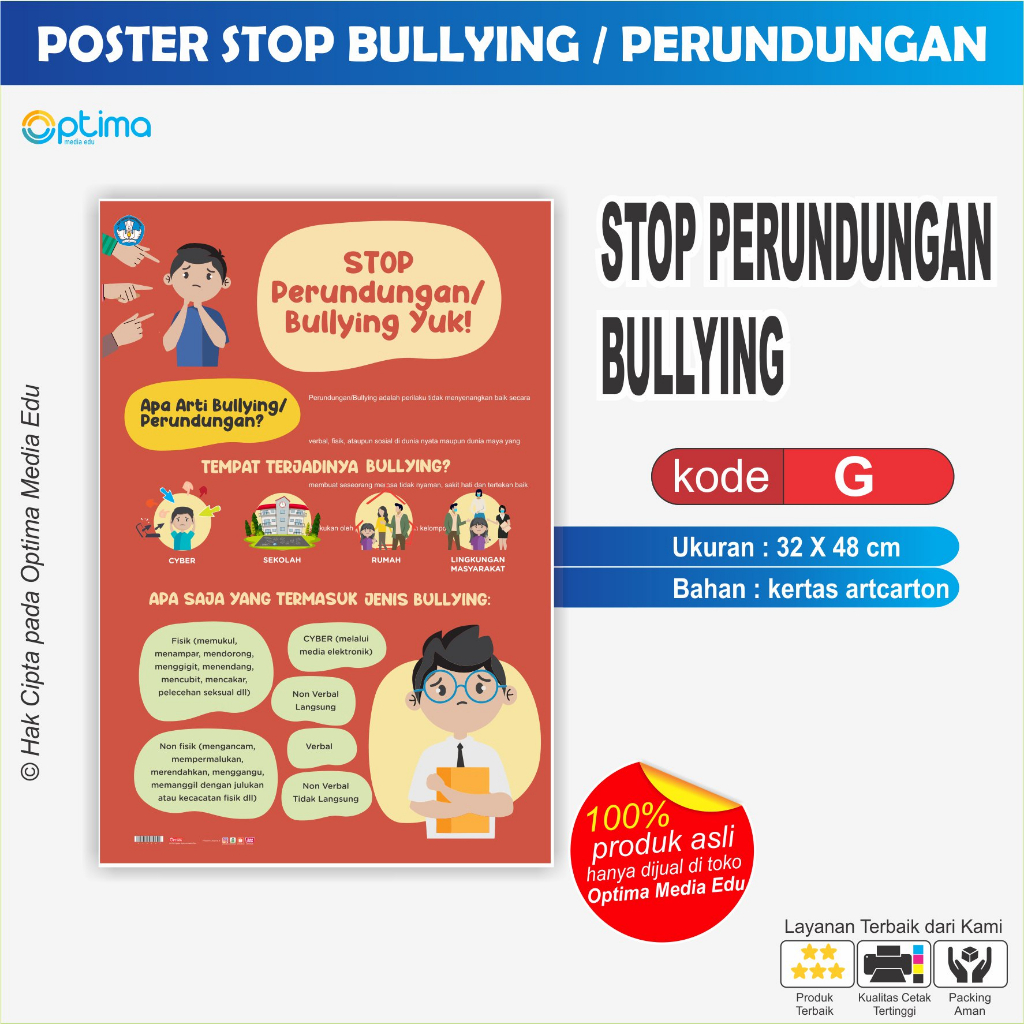 Jual Poster Stop Bullying dan Perundungan BK Untuk SD, SMP, SMA, SMK, Madrasah, Umum, dll ...
