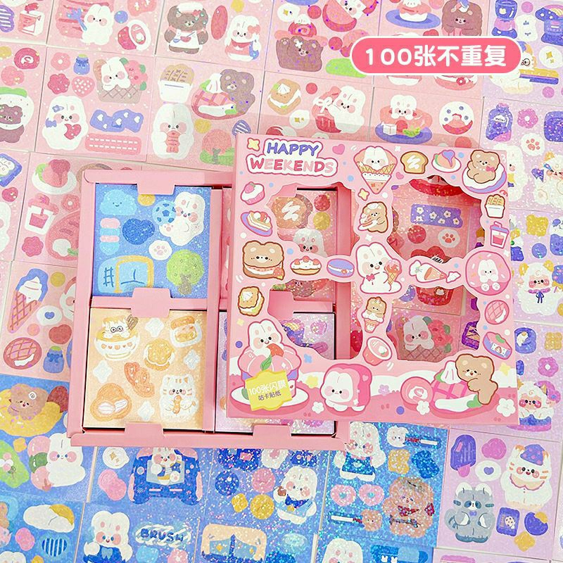 Jual 100lembar dan 25 lembar sticker glitter viral New arrival sticker ...