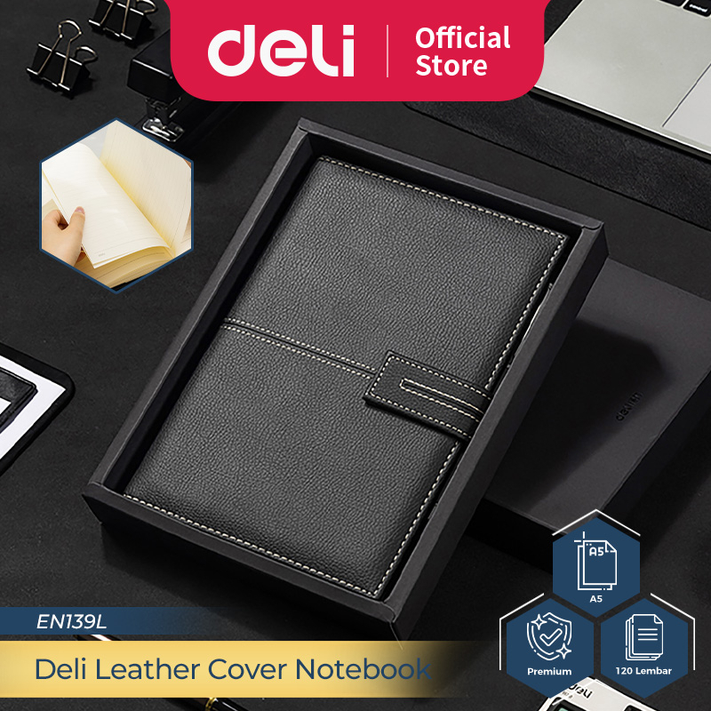 Jual Deli Leather Cover Notebook Gift Set / Set Hadiah Buku Catatan ...