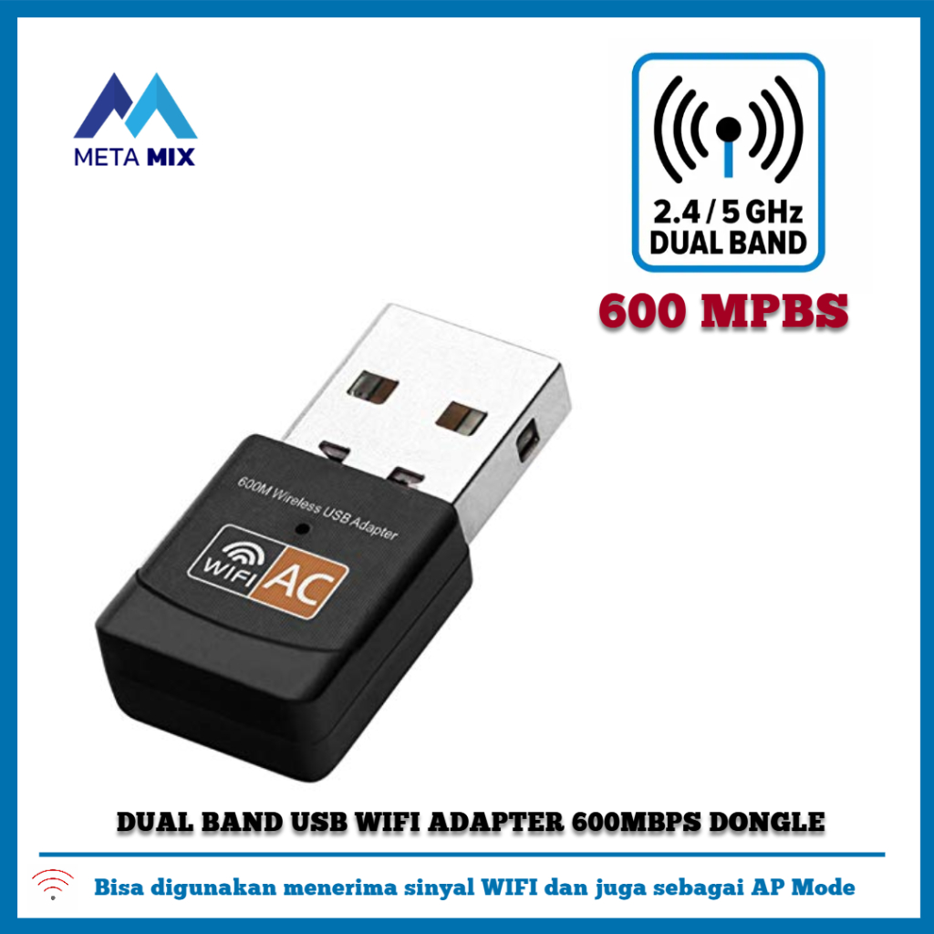 Jual USB WiFi Dual Band 2.4Ghz 5Ghz Wireless Dongle Adapter 600 MBPS | Shopee Indonesia