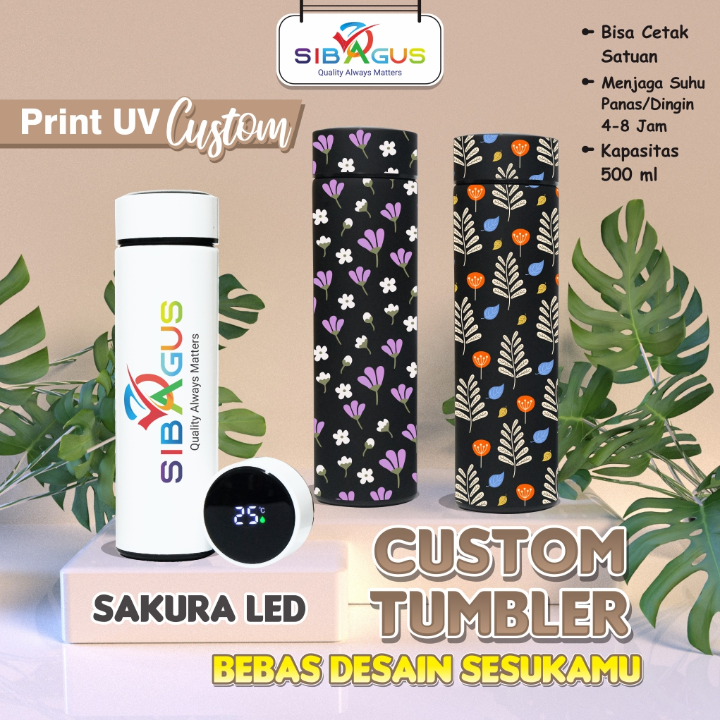 Jual Tumbler Sakura LED Desain Custom Full Print Metode Cetak UV ...