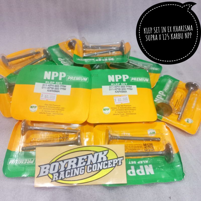 Jual KLEP SET VALVE IN EX KHARISMA SUPRA X 125 KARBU NPP-BOYRENK RACING | Shopee Indonesia