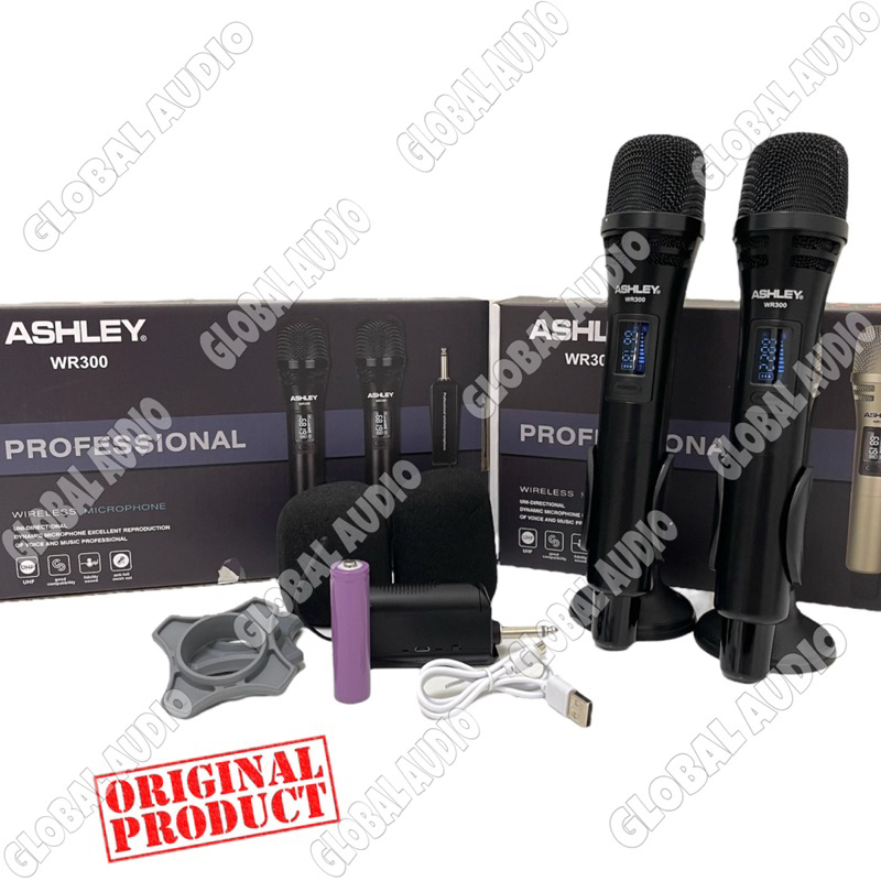 Jual Mic Wireless Ashley WR 300 Black Original 2bh Microphone Genggam ...