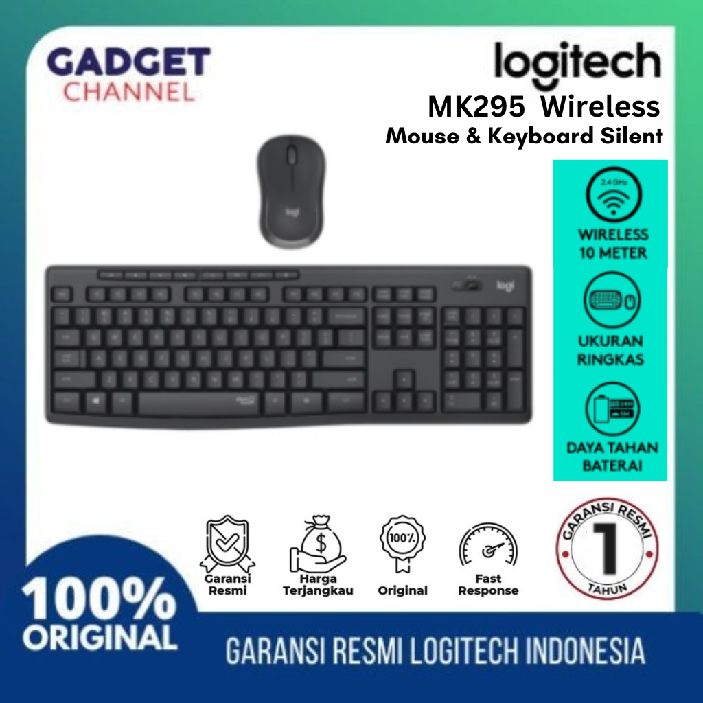 Jual Logitech Mk295 Wireless Mouse Keyboard Silent Combo Garansi Resmi 1 Tahun Shopee