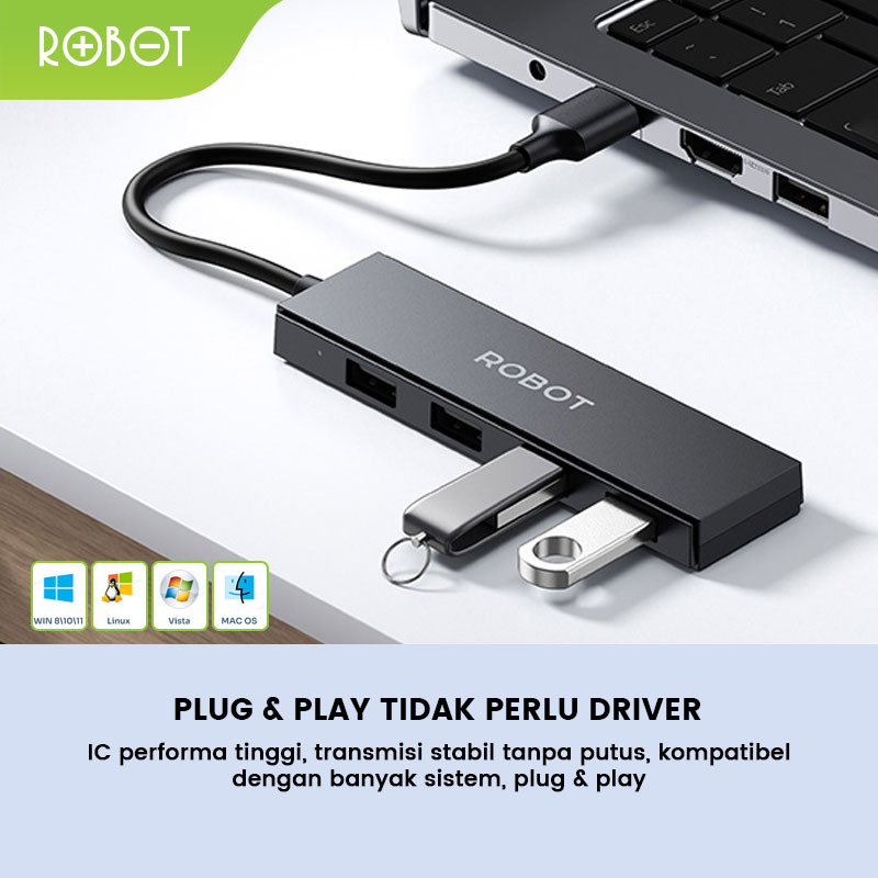 Jual ROBOT H130 4 Ports USB HUB 25cm Portable Multi Function Garansi 1 ...