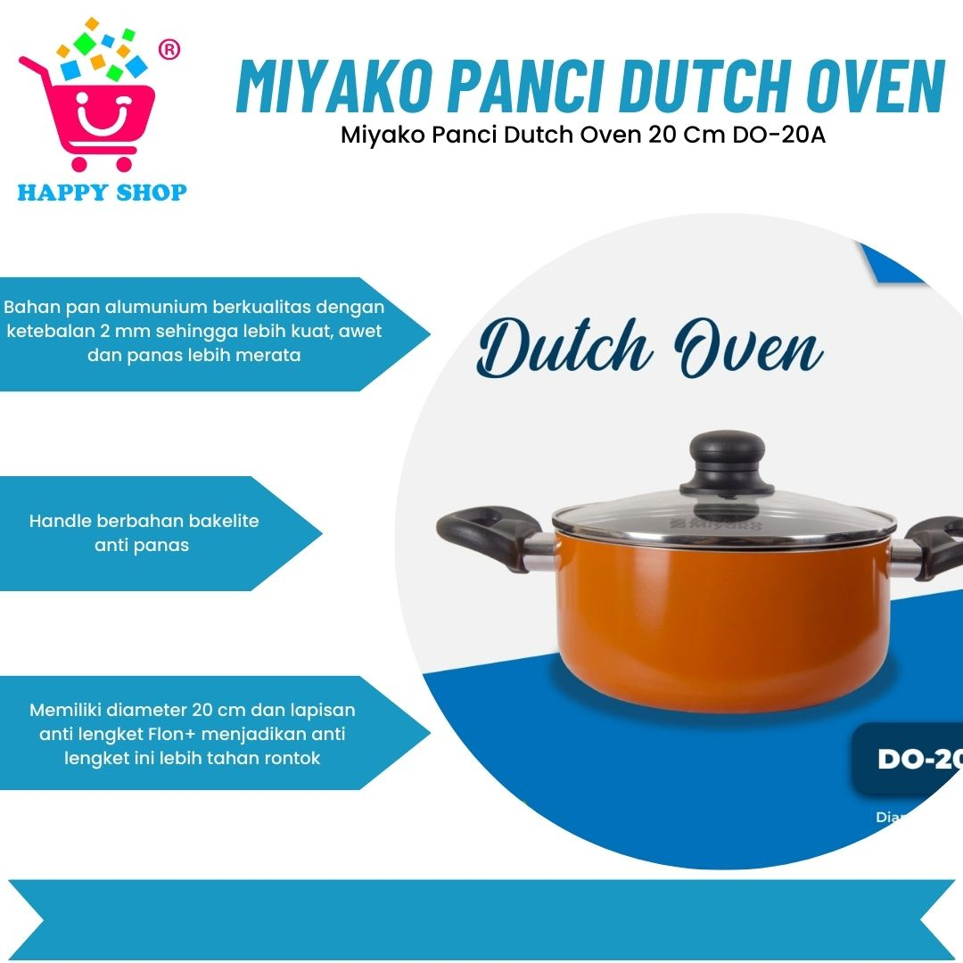 Jual Miyako Cookware Panci Dutch Oven 20 Cm DO-20A / Panci Dutch Oven ...