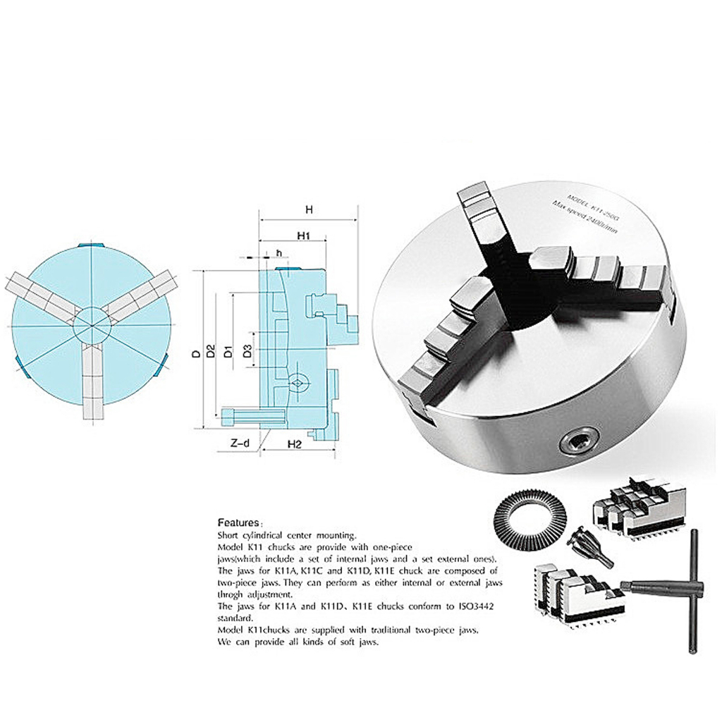 Jual K11-80 Chuck Bubut 3" 3 Jaw | Claw Bubut 3 Jaw Catok Bubut 3 Inch ...