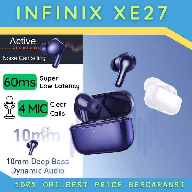 Jual INFINIX XE27 ANC TWS Earphone 60ms Super Low Latency Gaming ...