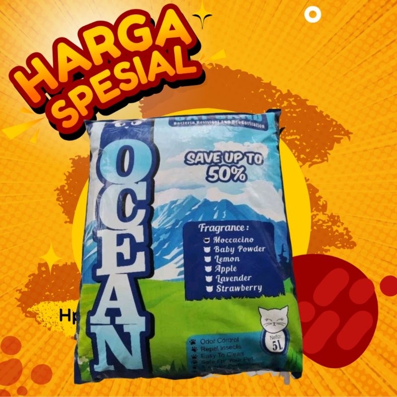 Jual pasir kucing ocean 5liter gumpal wangi | Shopee Indonesia