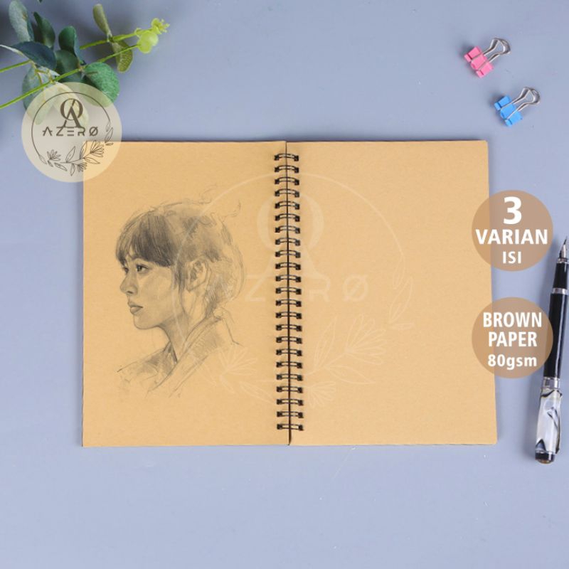Jual Buku Sketsa Sketchbook Polos A5 / isi 100 Halaman Brown Paper ...