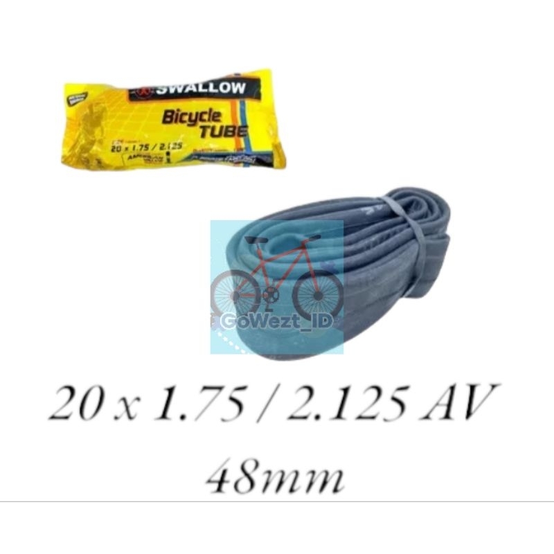 Jual Ban Dalam Sepeda Ukuran 20 x 1.75 / 1.90 / 1.95 / 2.125 Swallow Pentil Panjang AV 48mm ...