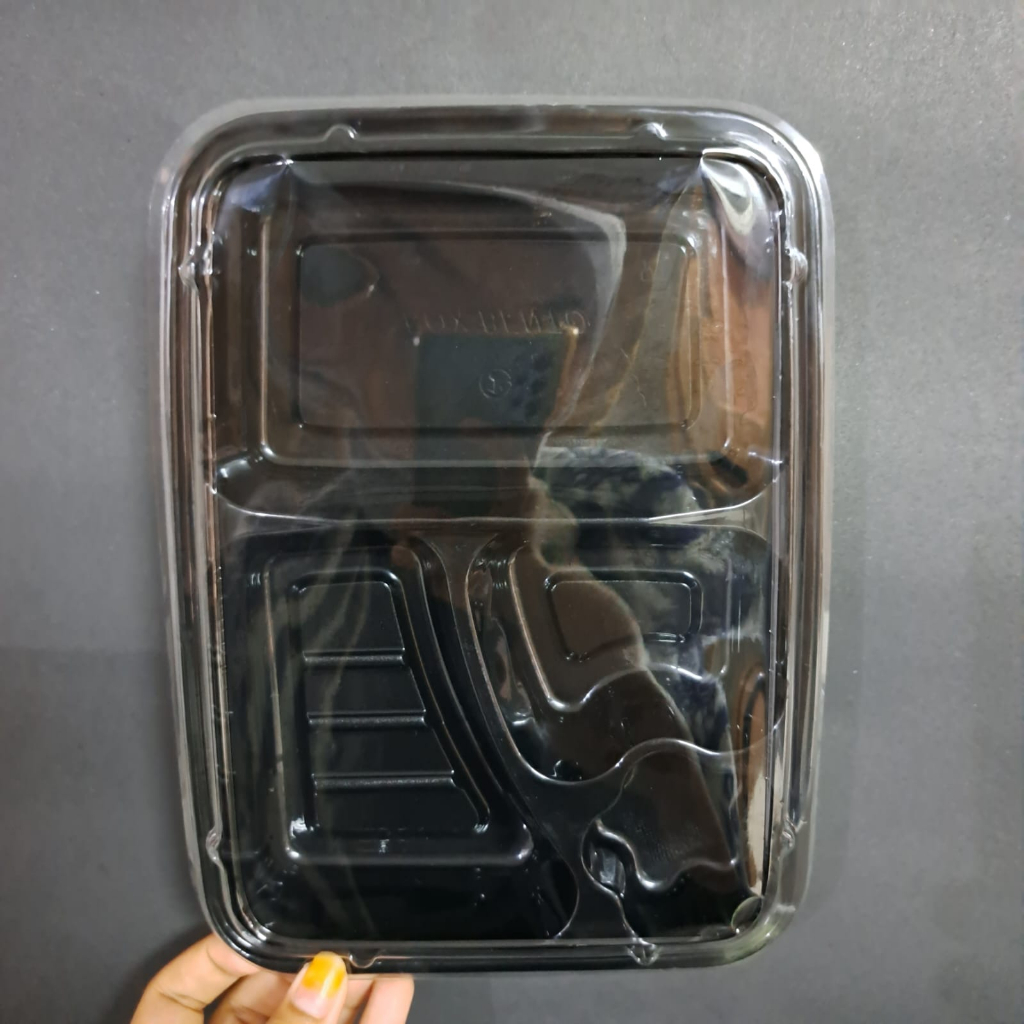 Jual Mika Bento Hitam Tray Mika Bento Box 4 sekat Tebal Tipis Tempat ...
