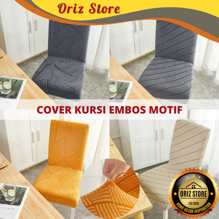 Jual Cover Sarung Kursi Makan Bangku Elastis Embos Motif 3D Timbul ...
