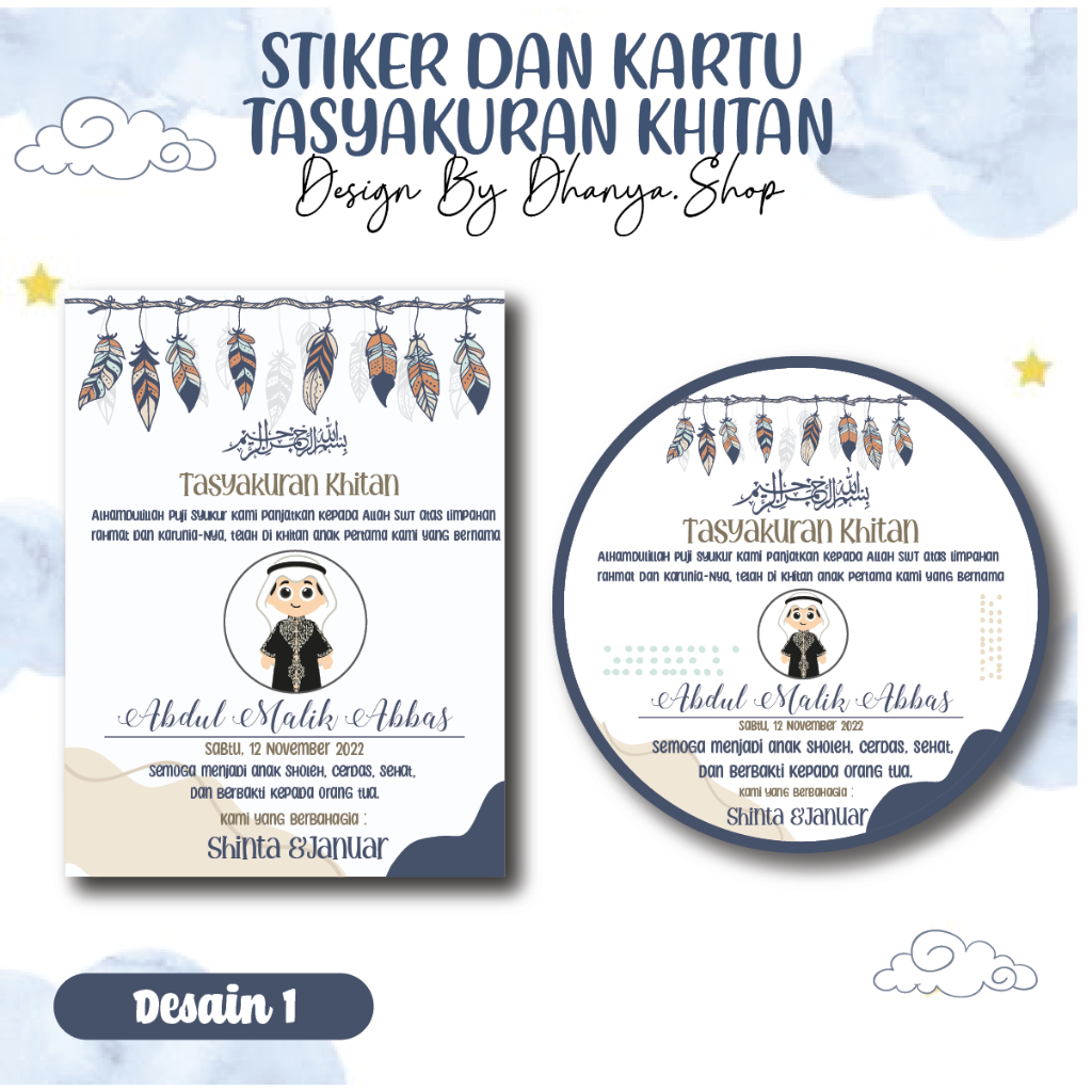 Jual Stiker / Kartu Label Syukuran Khitanan / Hangtag / Hangtag 3in1 ...