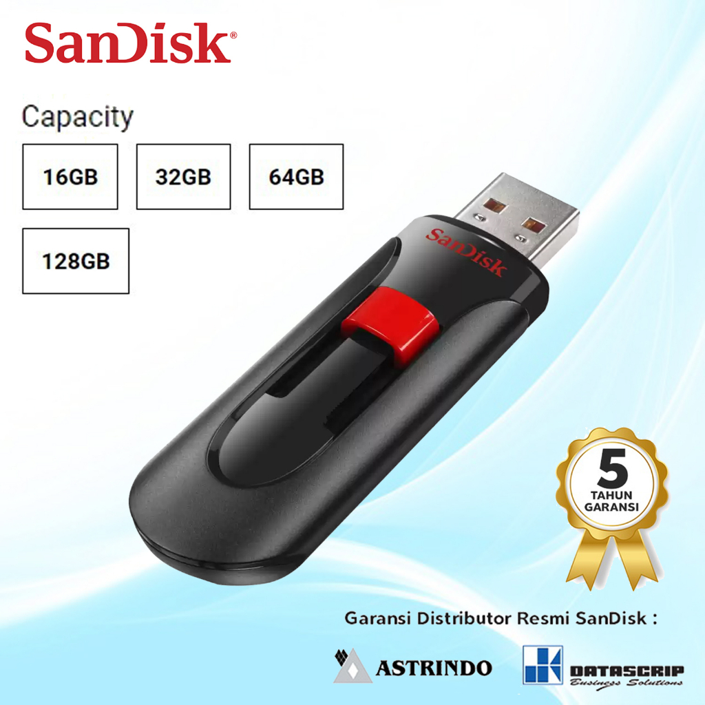 Jual Flashdisk SanDisk 32GB | 64GB | 128GB USB 2.0 Cruzer Glide CZ60 ...