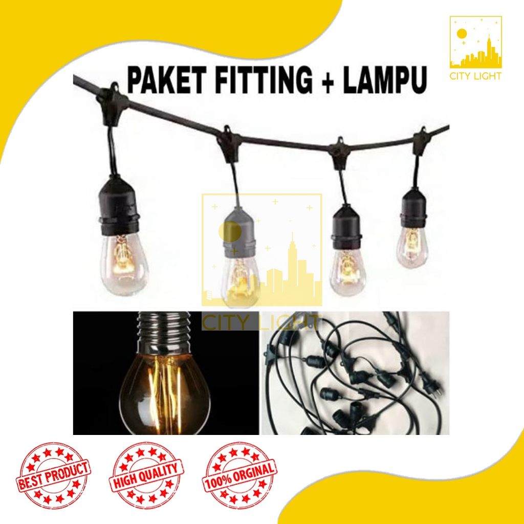 Jual Paket Kabel Fitting Lampu Gantung 10 Meter 20 Lampu Set Komplit ...