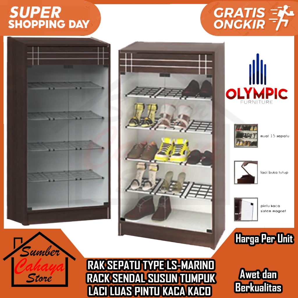 Jual [Kargo] LEMARI RAK SEPATU TYPE LS-MARINO CERMIN BUKA TUTUP ALMARI ...