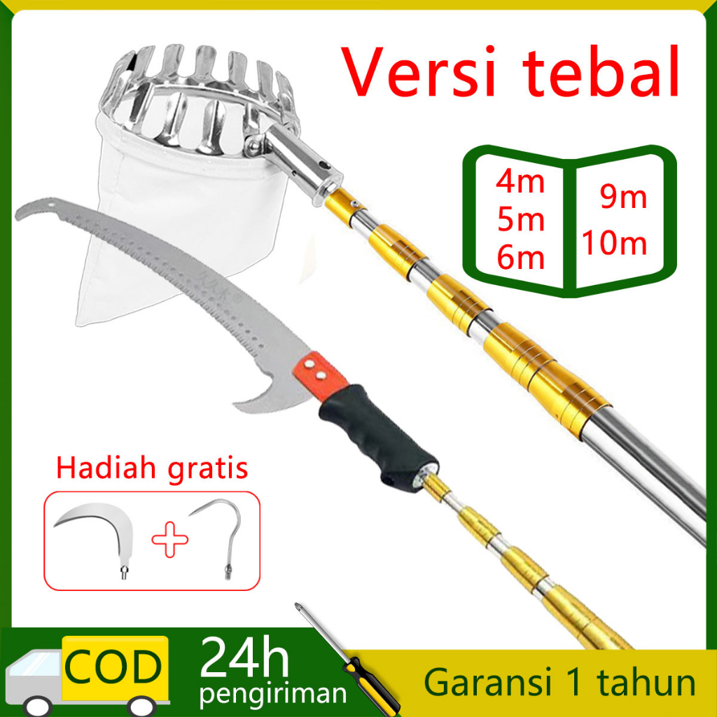 Jual 10M Tongkat Panjang Untuk Petik Buah metal fruit picker / Gergaji ...