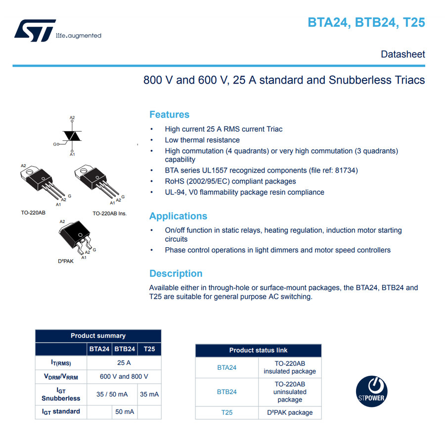 Jual BTA24 600B 24A 600V Triac AC Dimmer Pengatur Kecepatan Dinamo ...