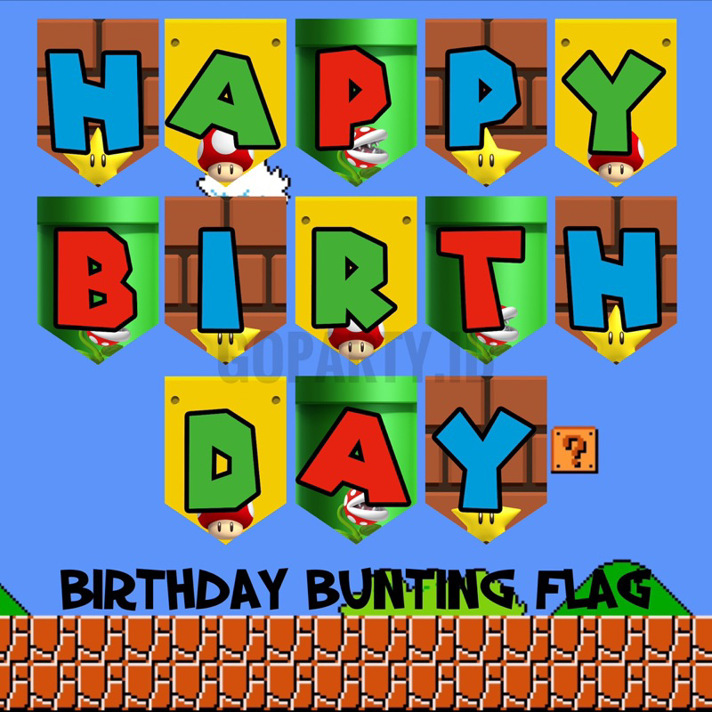 Jual BUNTING FLAG SUPER MARIO BROS BANNER BENDERA DEKORASI ULANG TAHUN ...