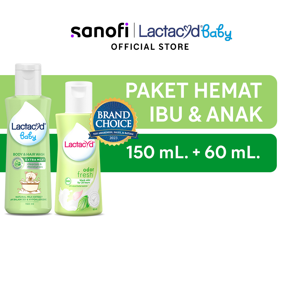 Jual [Paket Ibu dan Anak] Lactacyd Baby Extra Milky 2in1 Body Wash and Hair Shampoo 150mL ...