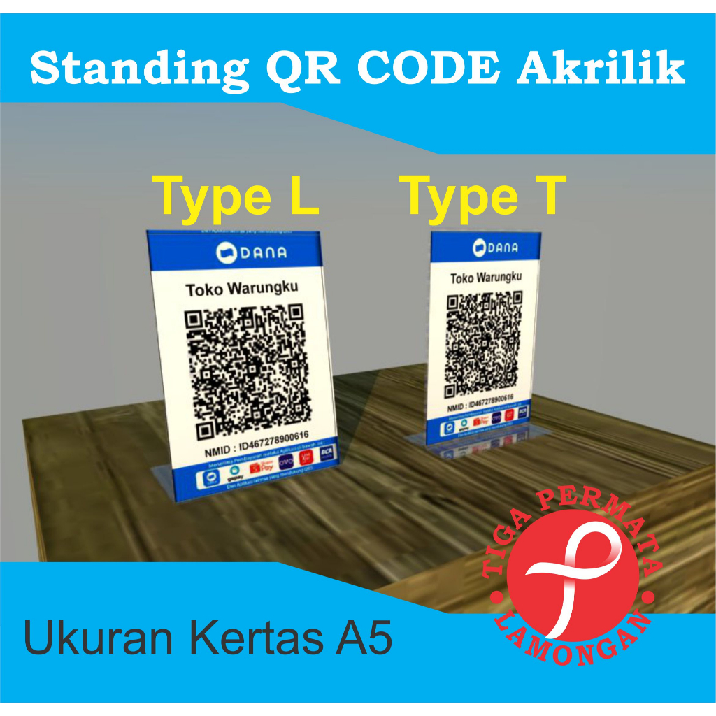 Jual Standing QR CODE scan QRIS akrilik ukuran A5 untuk Toko dan Warung | Shopee Indonesia