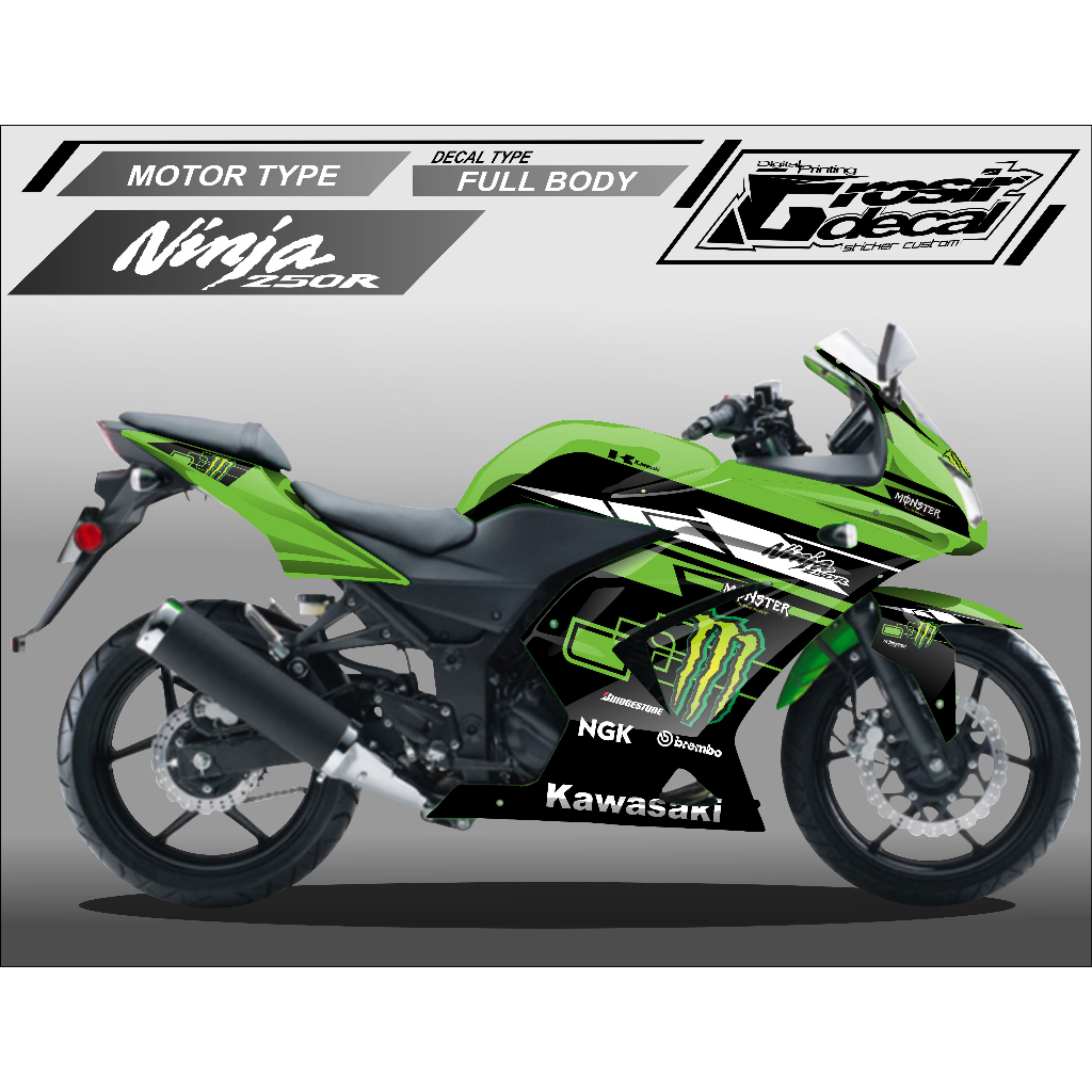 Jual Decal Sticker Ninja 250 Lama Karbu Fullbody Stiker Ninja 250 Karbu ...