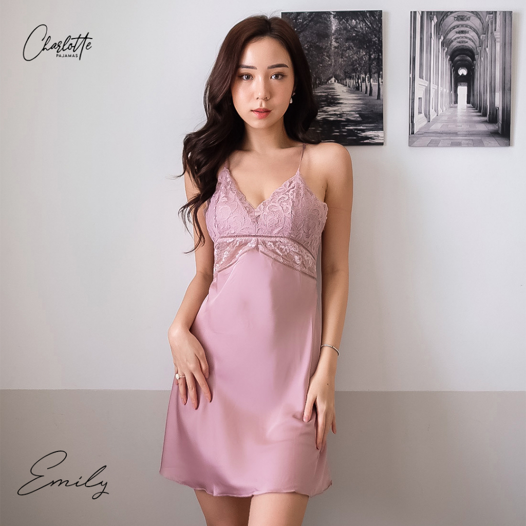 Jual CHARLOTTE - Emily set Lingerie dress seserahan sexy premium satin | Shopee Indonesia