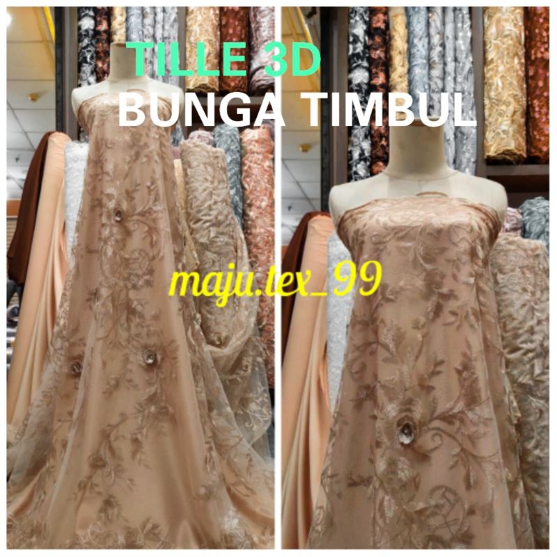 Jual PROMO !! KAIN TILE 3D( BUNGA TIMBUL) MURAH // BAHAN BROKAT DAN ...