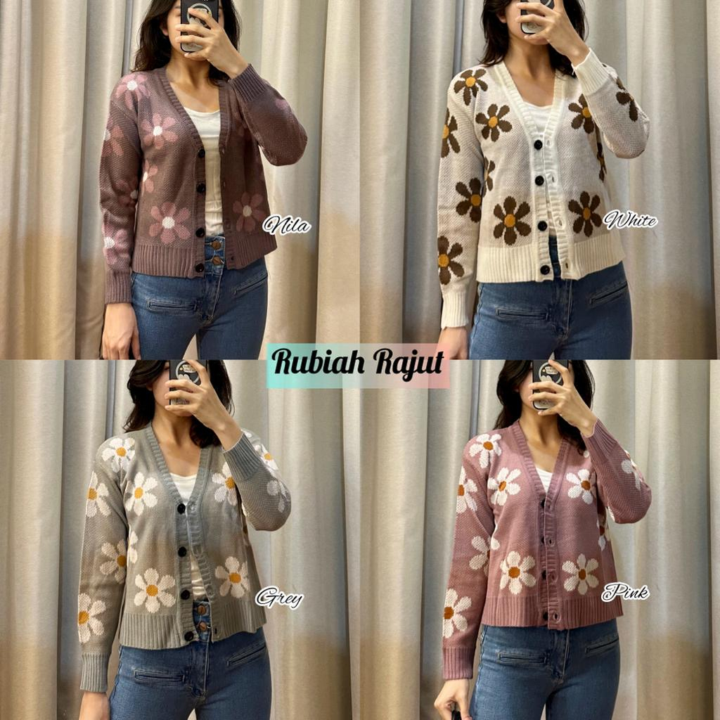 Jual CARDIGAN RAJUT RUBIAH / ATASAN RAJUT / OUTER RAJUT BUNGA PREMIUM ...