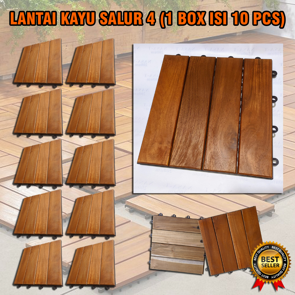 Jual UBIN LANTAI KAYU JATI LINE 4 ISI 10 PCS ( 1 BOX ) BONGKAR PASANG ...
