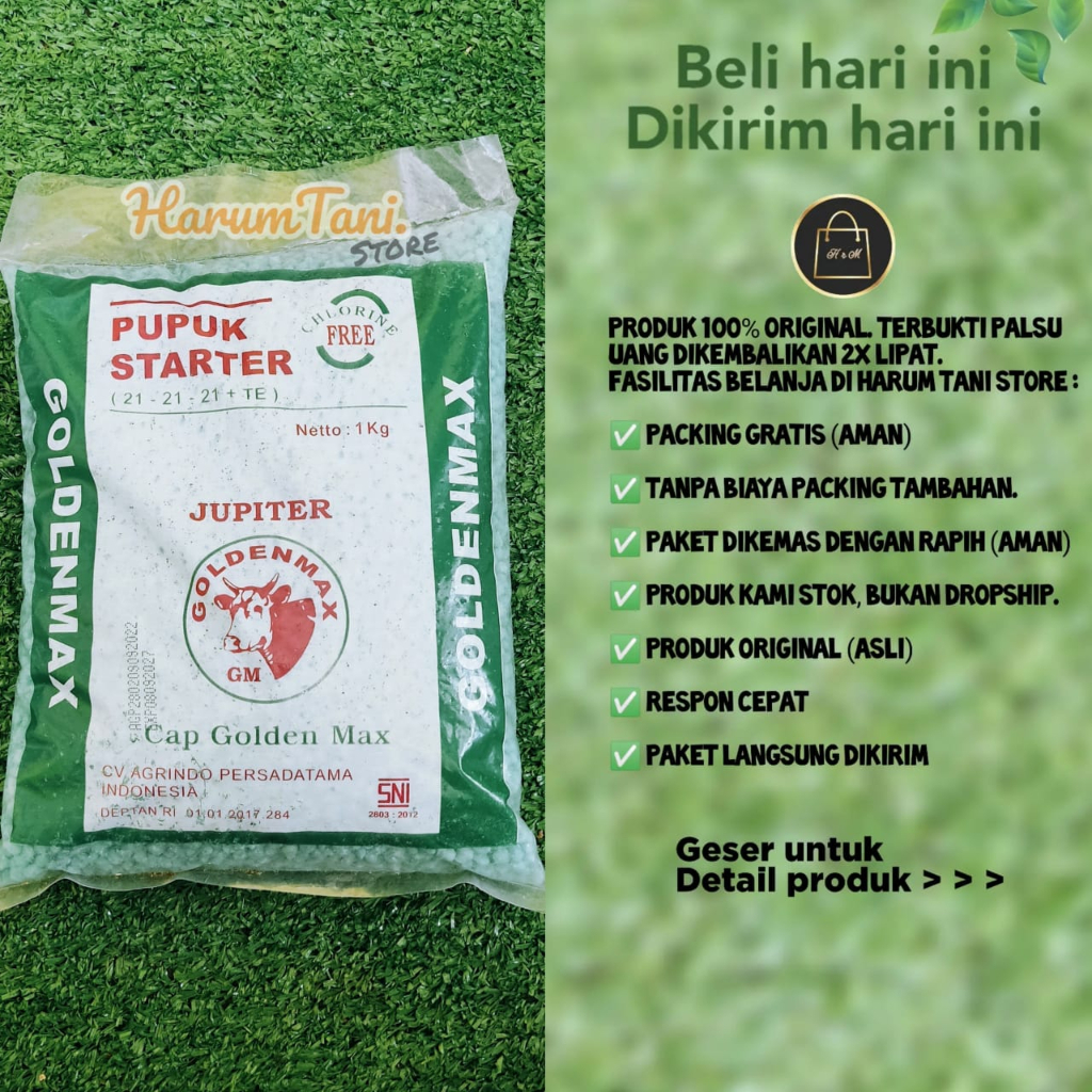 Jual GOLDEN MAX Pupuk Npk Starter 21-21-21+Te Tidak mengandung chlor (1 ...