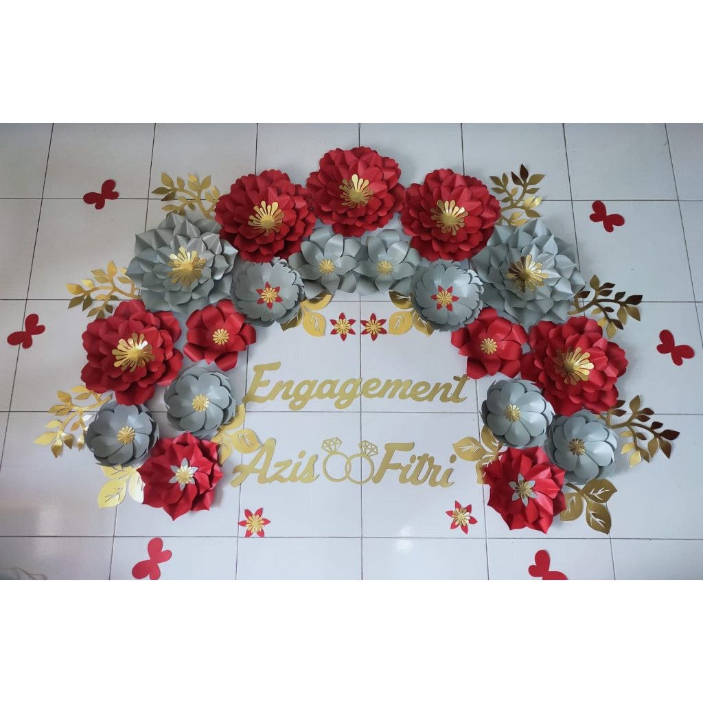 Jual Paper flower Backdrop Lamaran/tunangan/wedding/khitan/tasyakuran ...