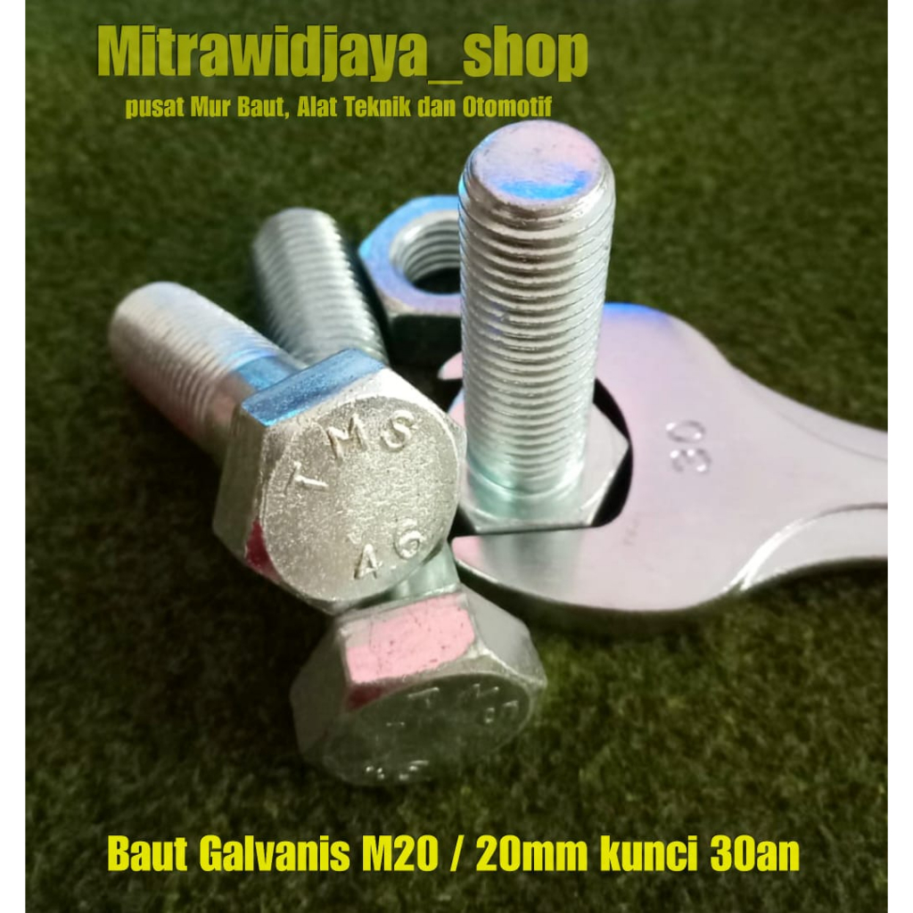 Jual Baut kunci 30 M20 p2.50 panjang 6cm 7cm 8cm 9cm 10cm baut galvanis ...