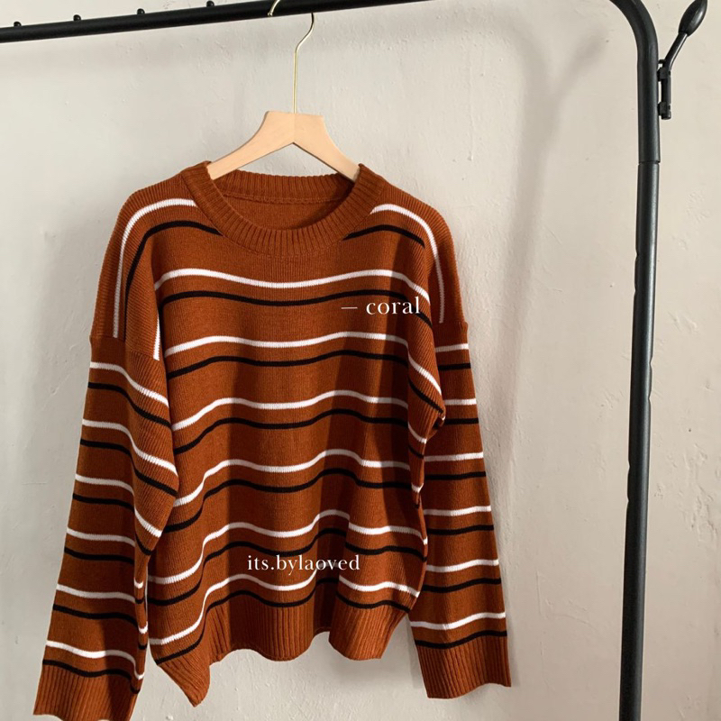 Jual ALICE SWEATER STRIPE KNITWEAR/ATASAN RAJUT WANITA | Shopee Indonesia