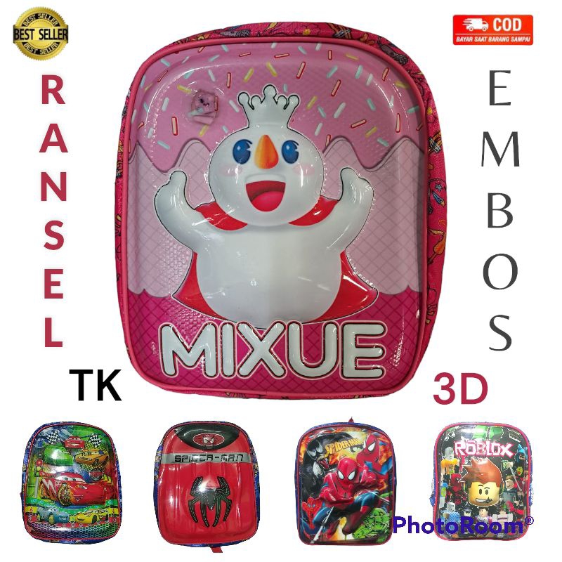 Jual MIXUE TAS RANSEL EMBOS 3D LED untuk anak TK banyak varian karakter ...