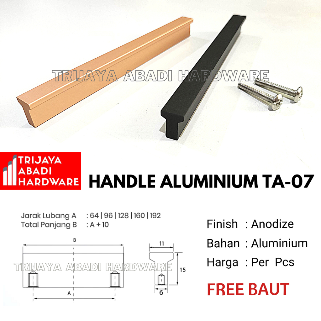 Jual Handle Huben TA 07 - 160mm - Tarikan Pintu Kabinet Alumunium ...
