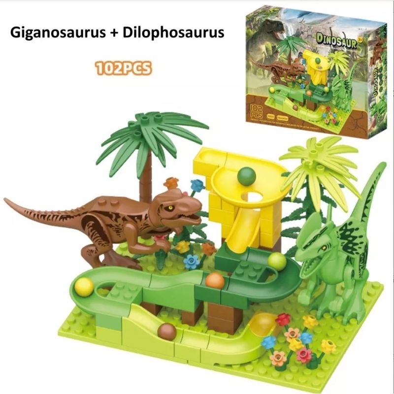 Jual Mainan Balap Kelereng MINI Dinosaurus Balok Bricks Marble Run Race ...